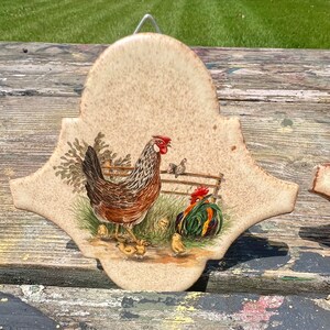 Vintage Rooster Wall Tiles Set of 2 Kitchen Art Tile Farmhouse Rustic ...