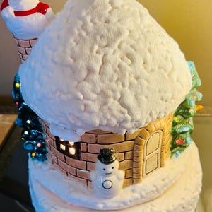 Ceramic Igloo House Vintage Lighted Trees Santa Claus Dome Home Snowman ...