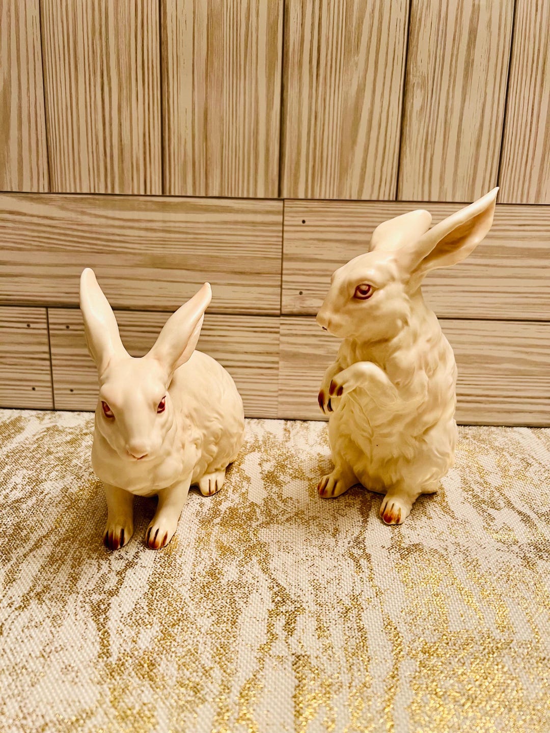 Vintage Lefton Porcelain Rabbits Bunnies Japan Figurines Easter Bunny ...