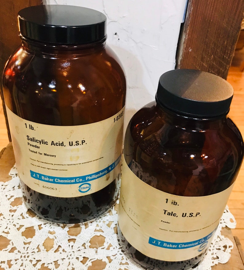 Vintage Amber Medical Bottles Talc and Salicylic Acid Bottles | Etsy