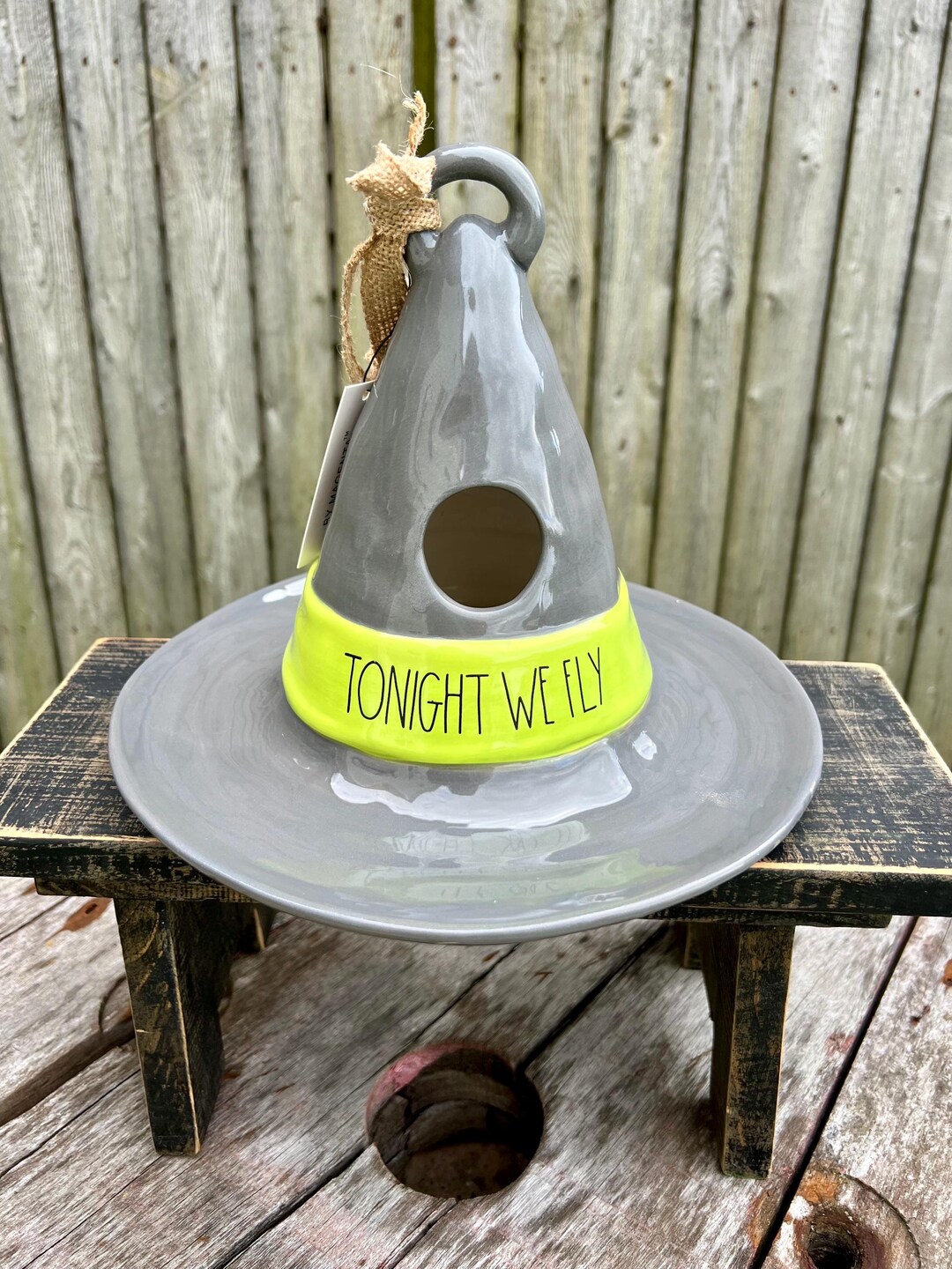 Rae Dunn Witches Hat Bird House Tonight We Fly Halloween Decor Witch ...