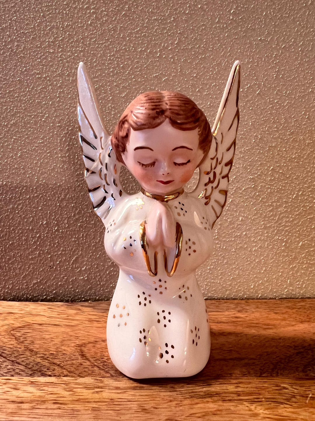 Vintage Porcelain Angel Figurine Christmas Angels White and Gold ...