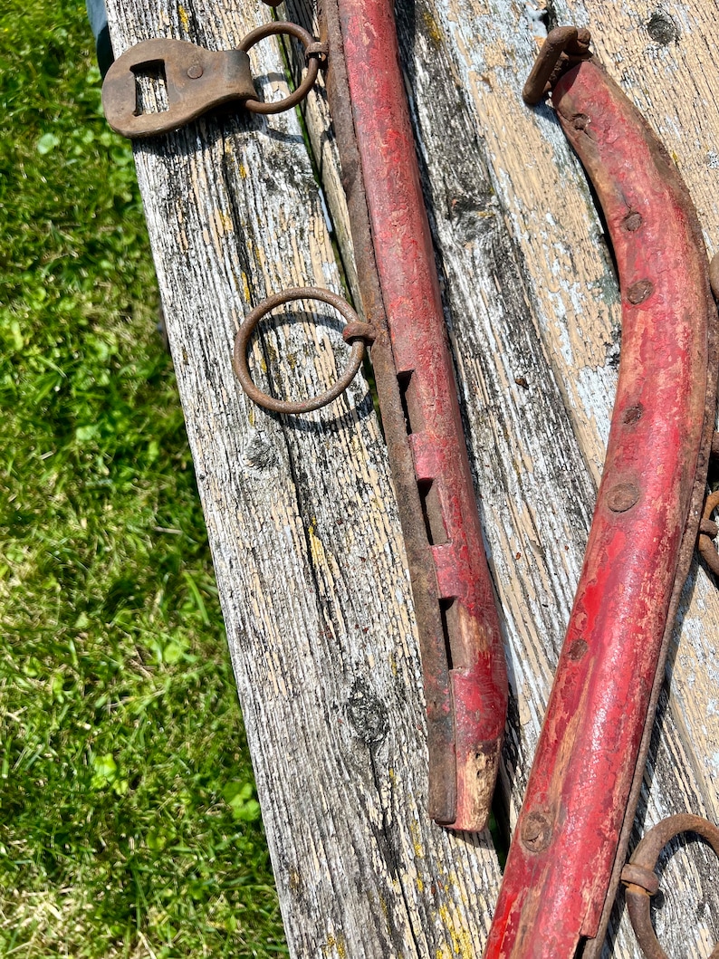 1800s Antique Horse Mule Yoke Harness Hames Collar Original Barn Red ...