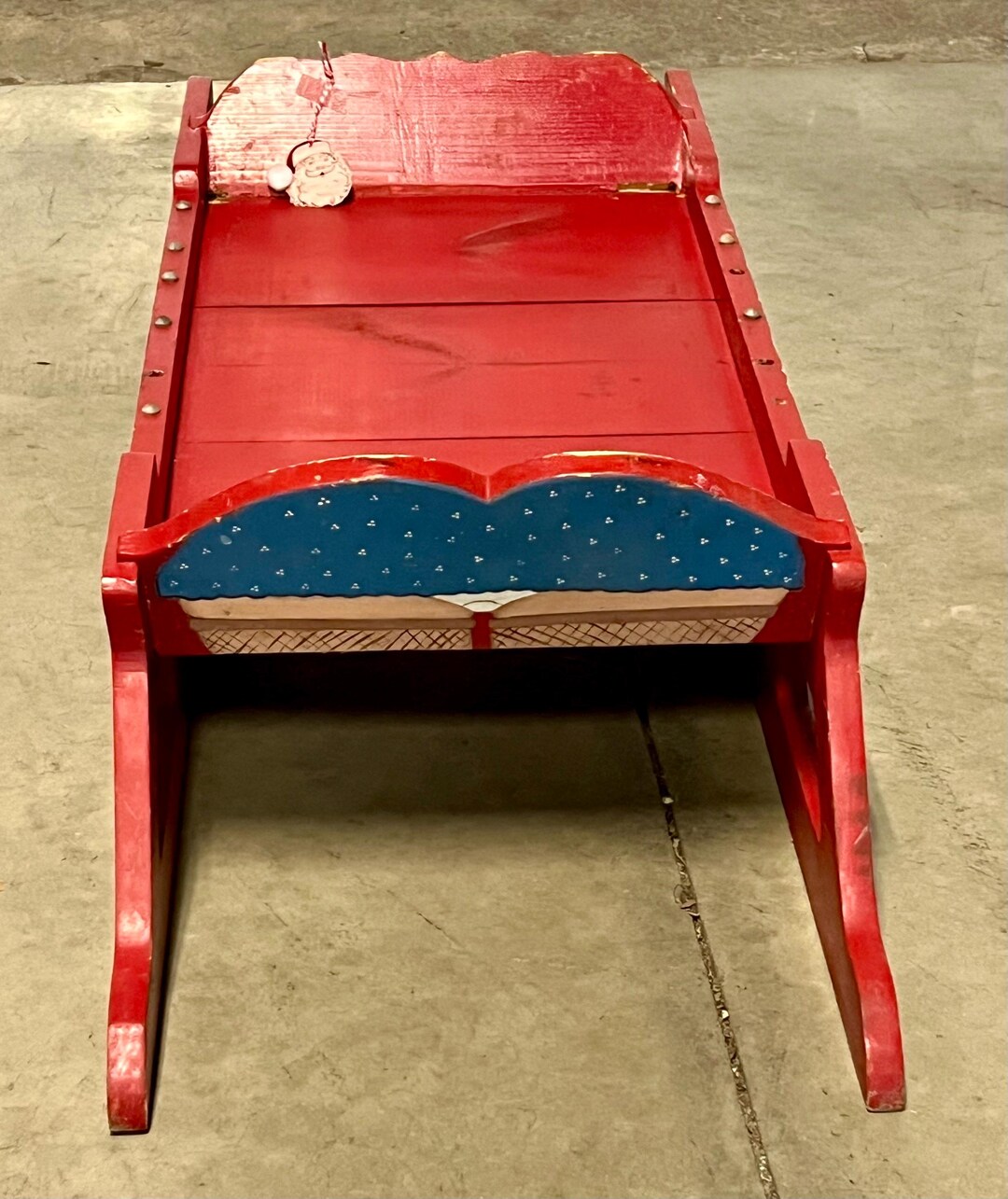 Vintage Red Wooden Sled Childs Sleds Winter Sports Holiday Christmas ...