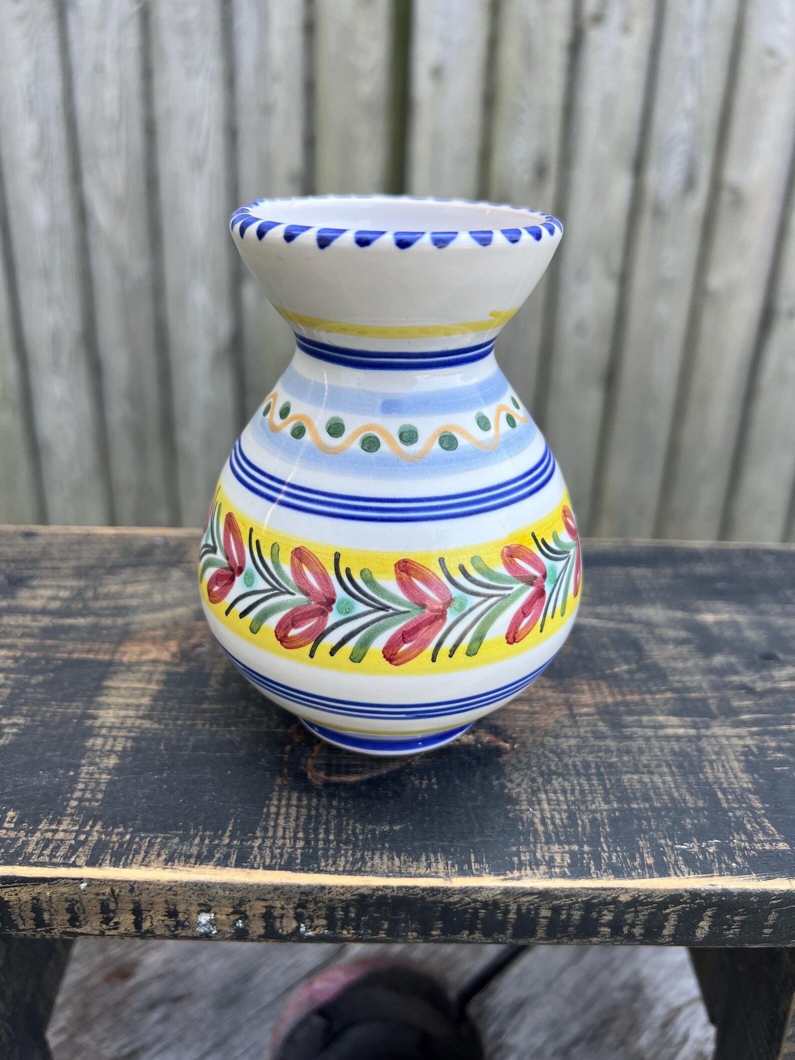 Vintage Pottery Vase Small Flower Vases Hand Painted and Signed by the ...