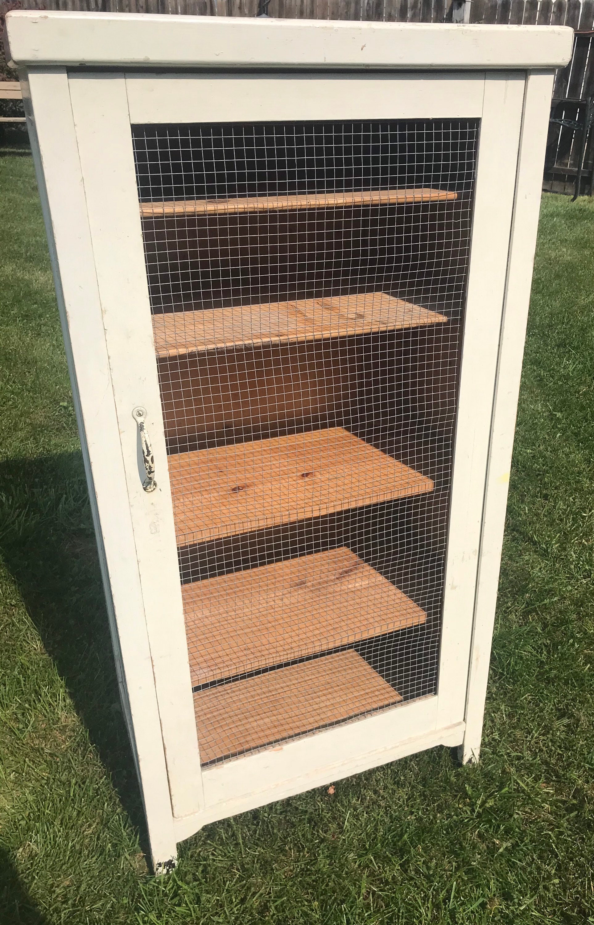 White Chippy Paint Pie Safe Farmhouse Cupboard Kitchen Cabinet | Etsy