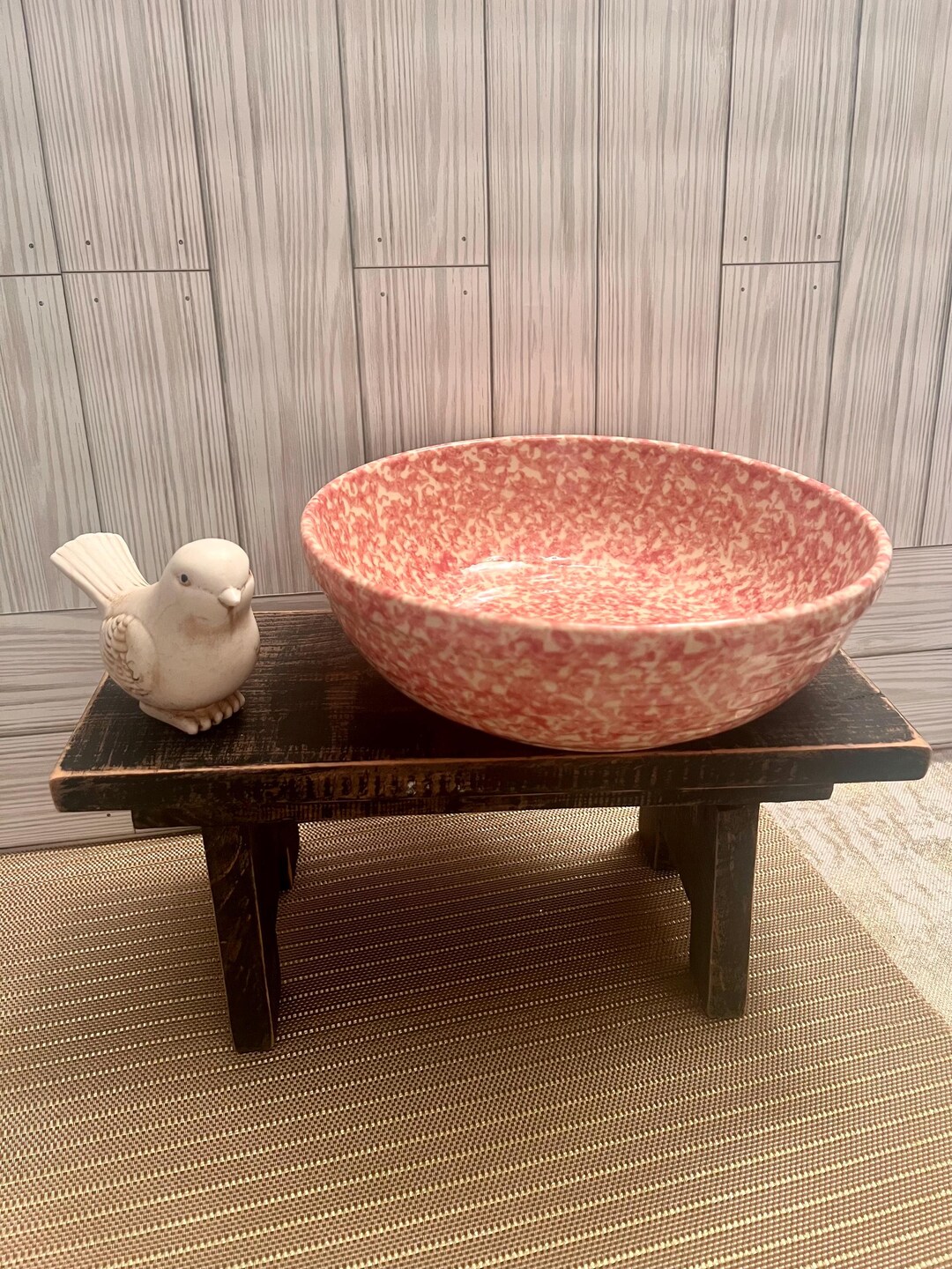 Pink Spongeware Mixing Bowl by the Workshops of Gerald E Henn Roseville ...