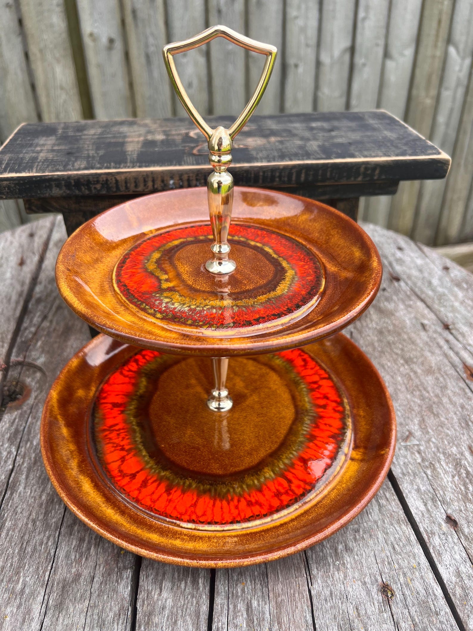 Vintage MCM California Pottery Tiered Tray Serving Plates Relish Dish ...