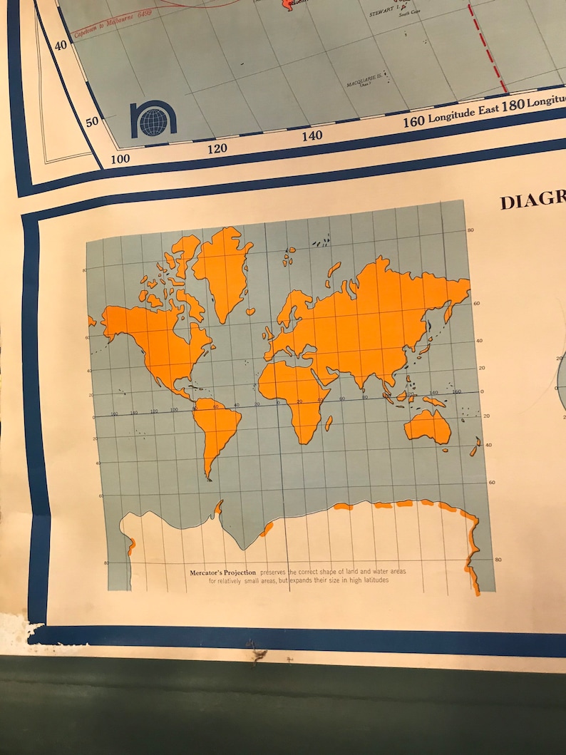 Vintage Nystrom World Pull Down Map Maps School Map Wall Decor - Etsy Hong Kong