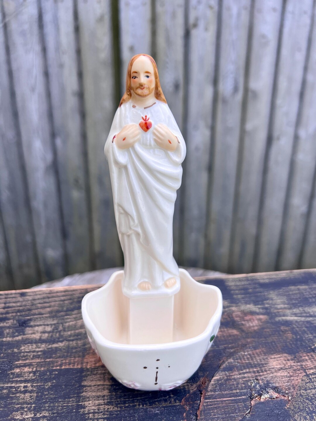 Jesus Figurine Sanmyro Japan Holy Water Fountain Wall Accent Decor ...