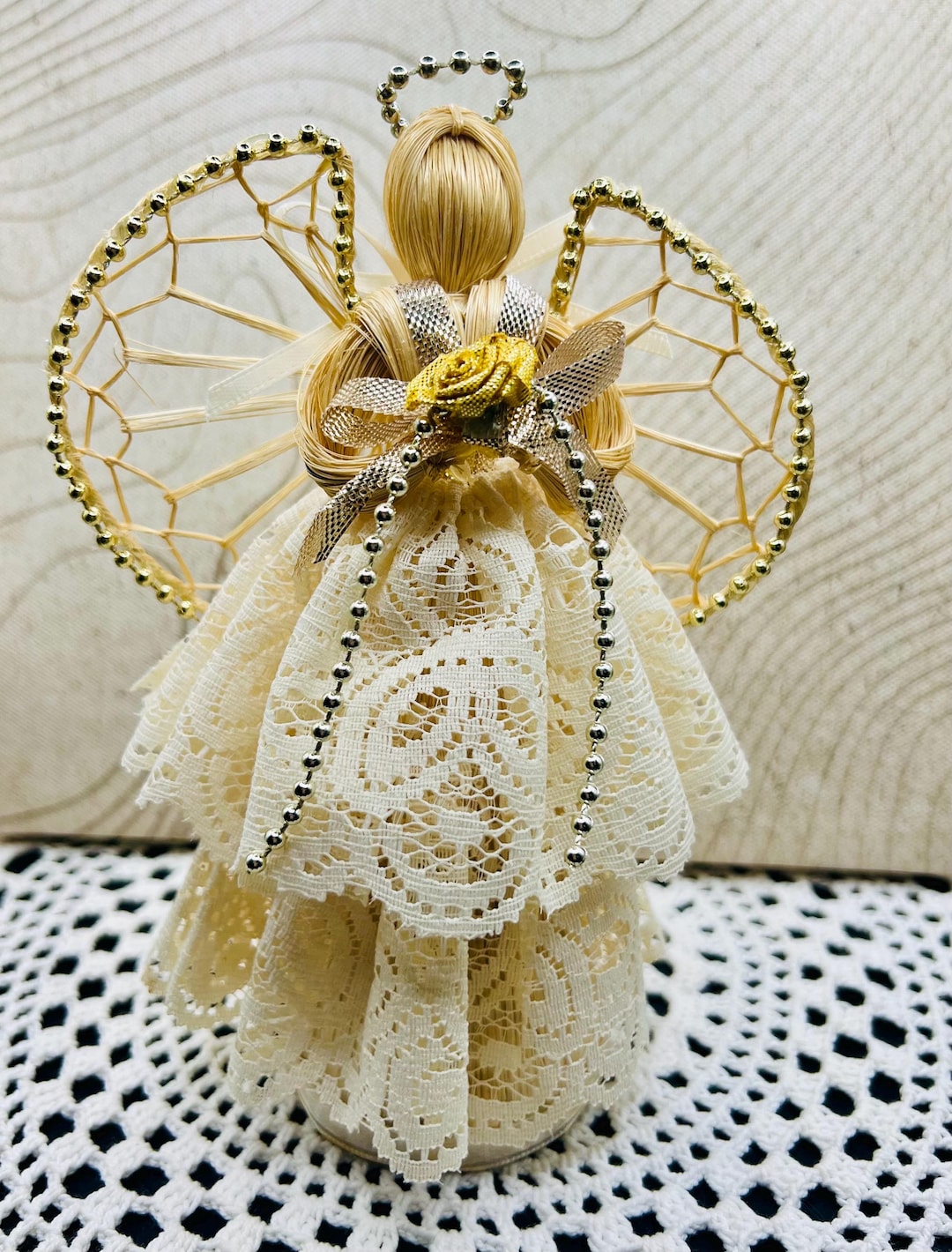 Corn Husk Angel Doll Ornament Handmade Folk Art Christmas Ornaments ...