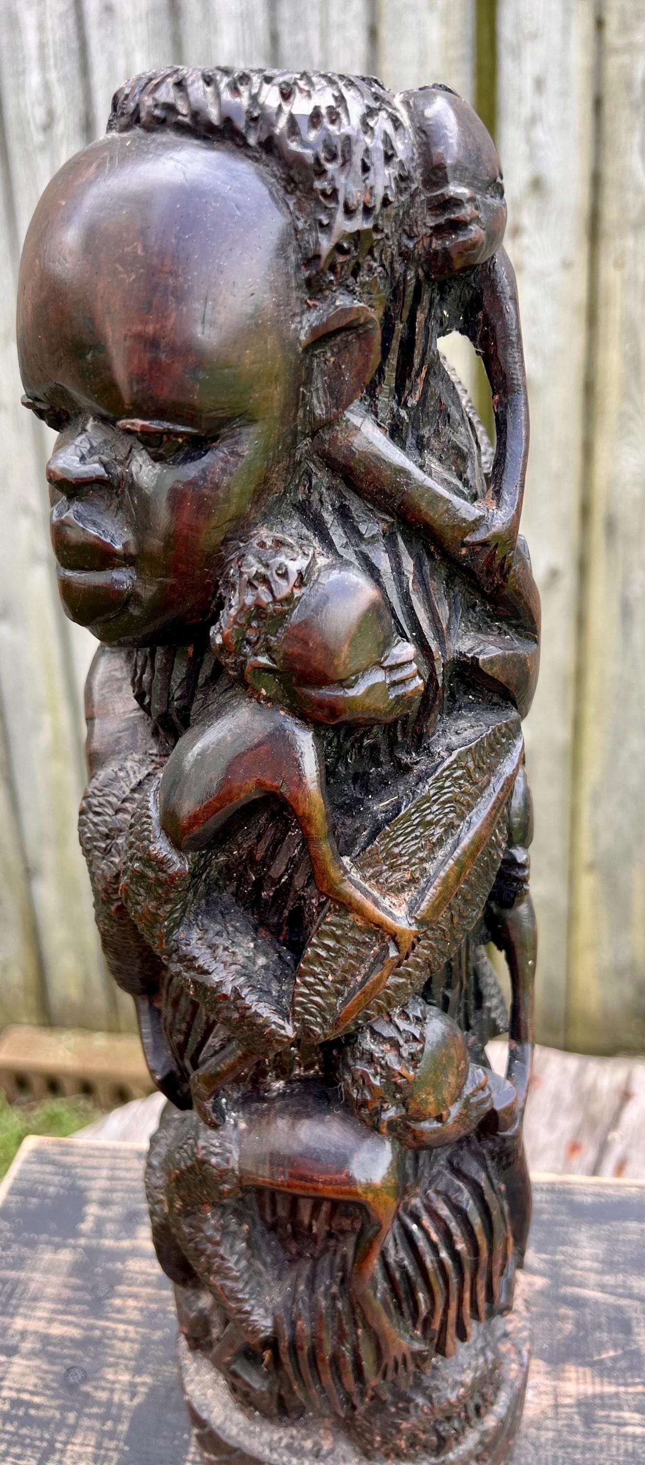 Makonde Tree of Life Carved Sculpture African Folk Art Made in Malawi ...