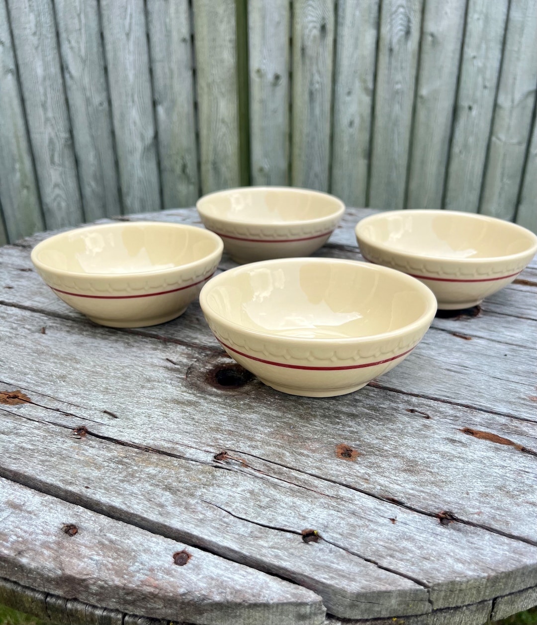 Syracuse China Cardinal Line Bowls Small Dishes Railroad Dishware Red ...