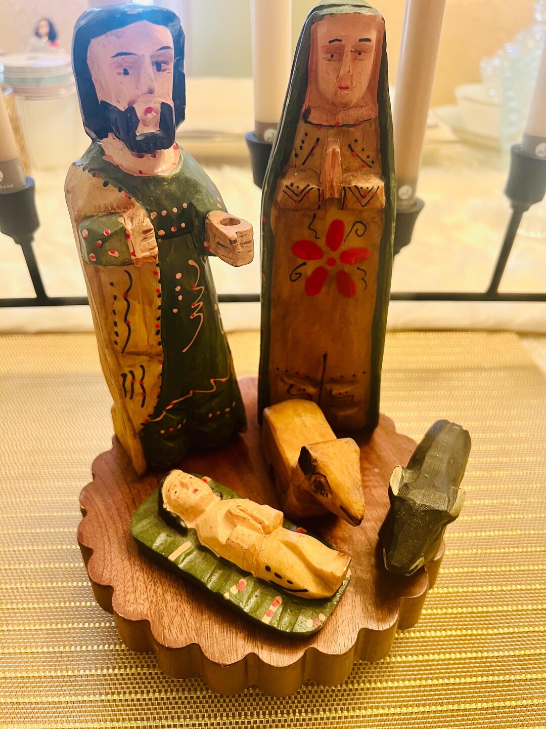 Vintage Nativity Set Guatemalan Carved Nativities Hand Painted Baby ...
