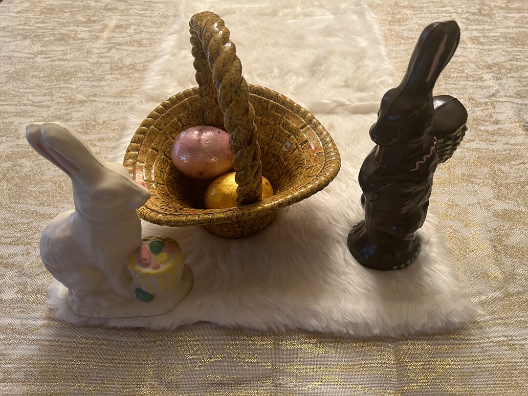 Vintage Ceramic Basket Easter Decor Retro Speckled Hand Made Wedding ...