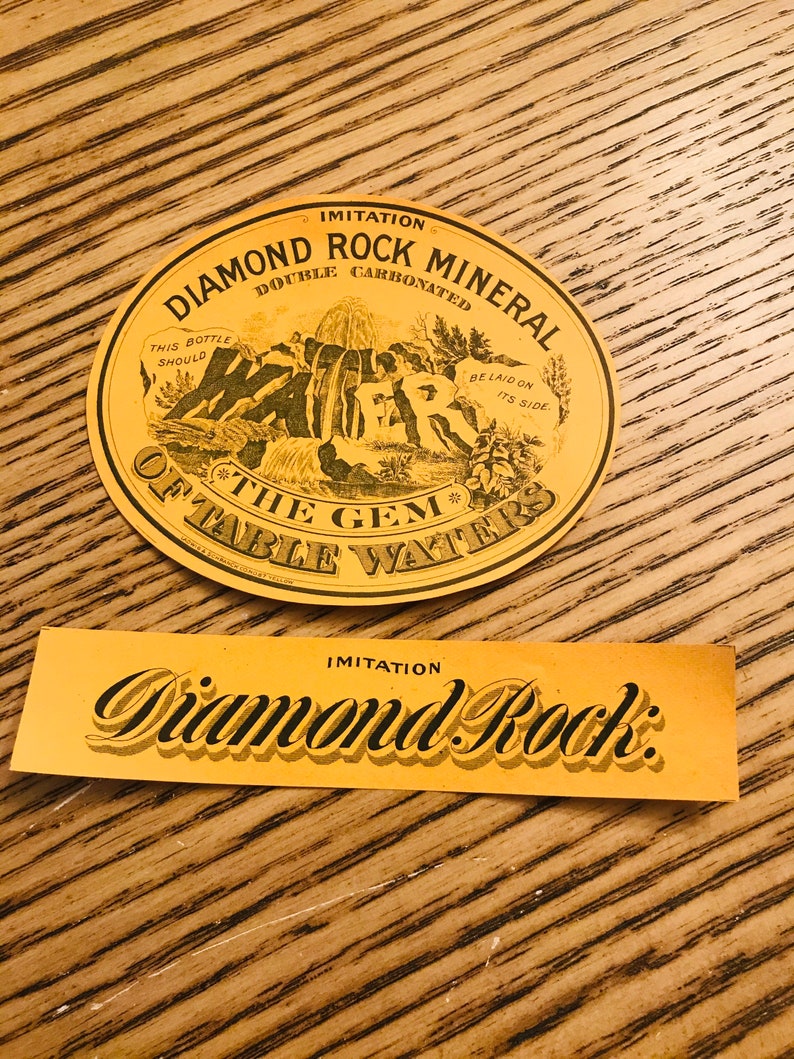 Diamond Rock Mineral Water Label Antique Labels Advertising | Etsy