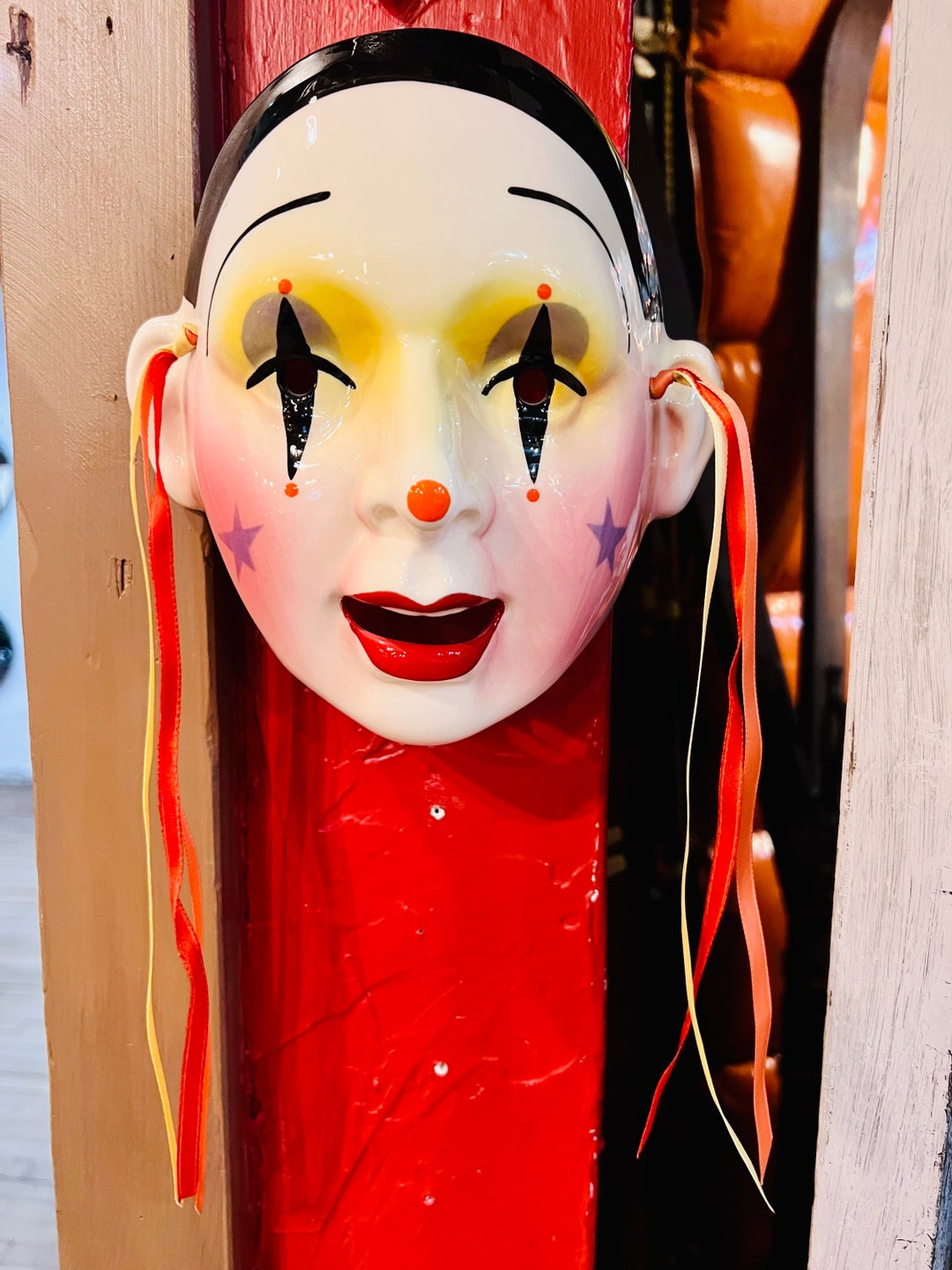 Art Clay Mask Jester Wall Decor Vintage Art Mardi Gras Party Pottery ...