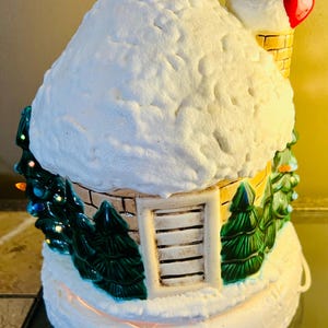 Ceramic Igloo House Vintage Lighted Trees Santa Claus Dome Home Snowman ...
