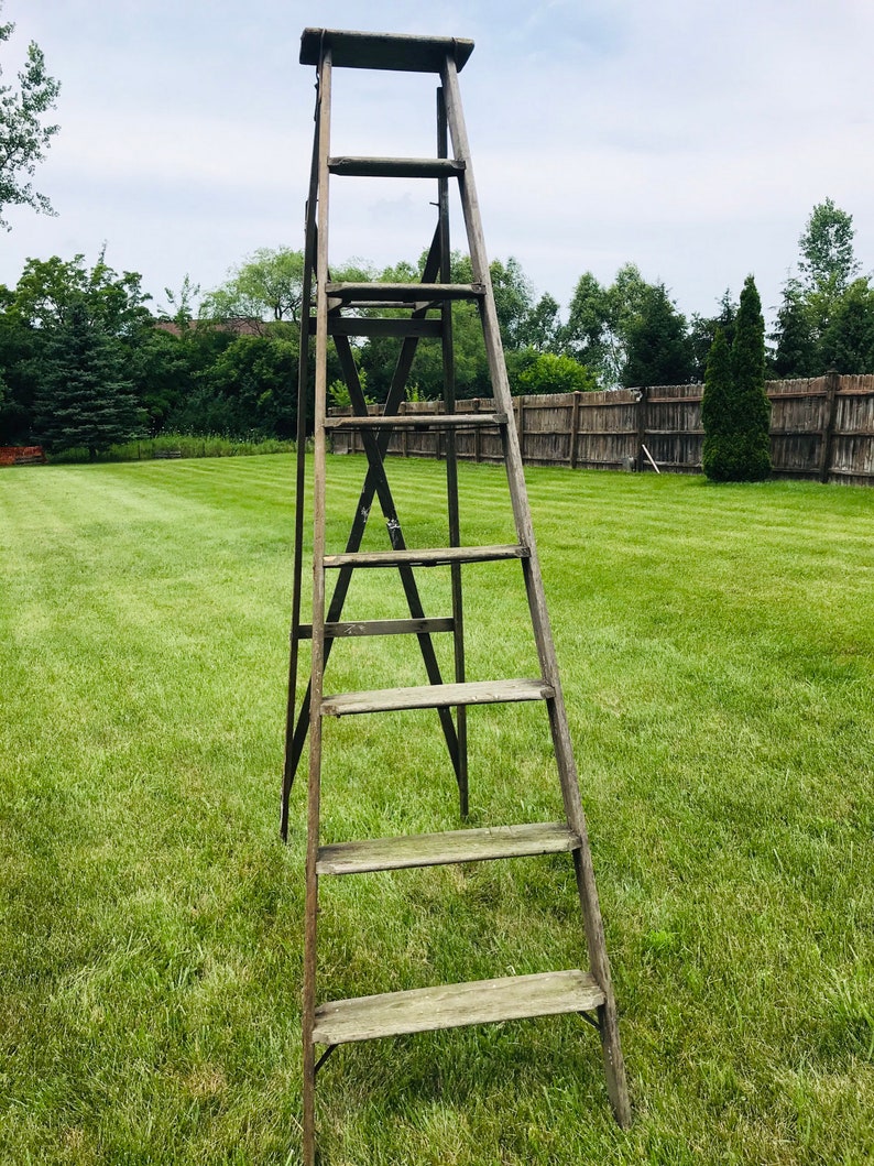 Vintage Painters Ladder/Wood Ladder/Tall Folding | Etsy