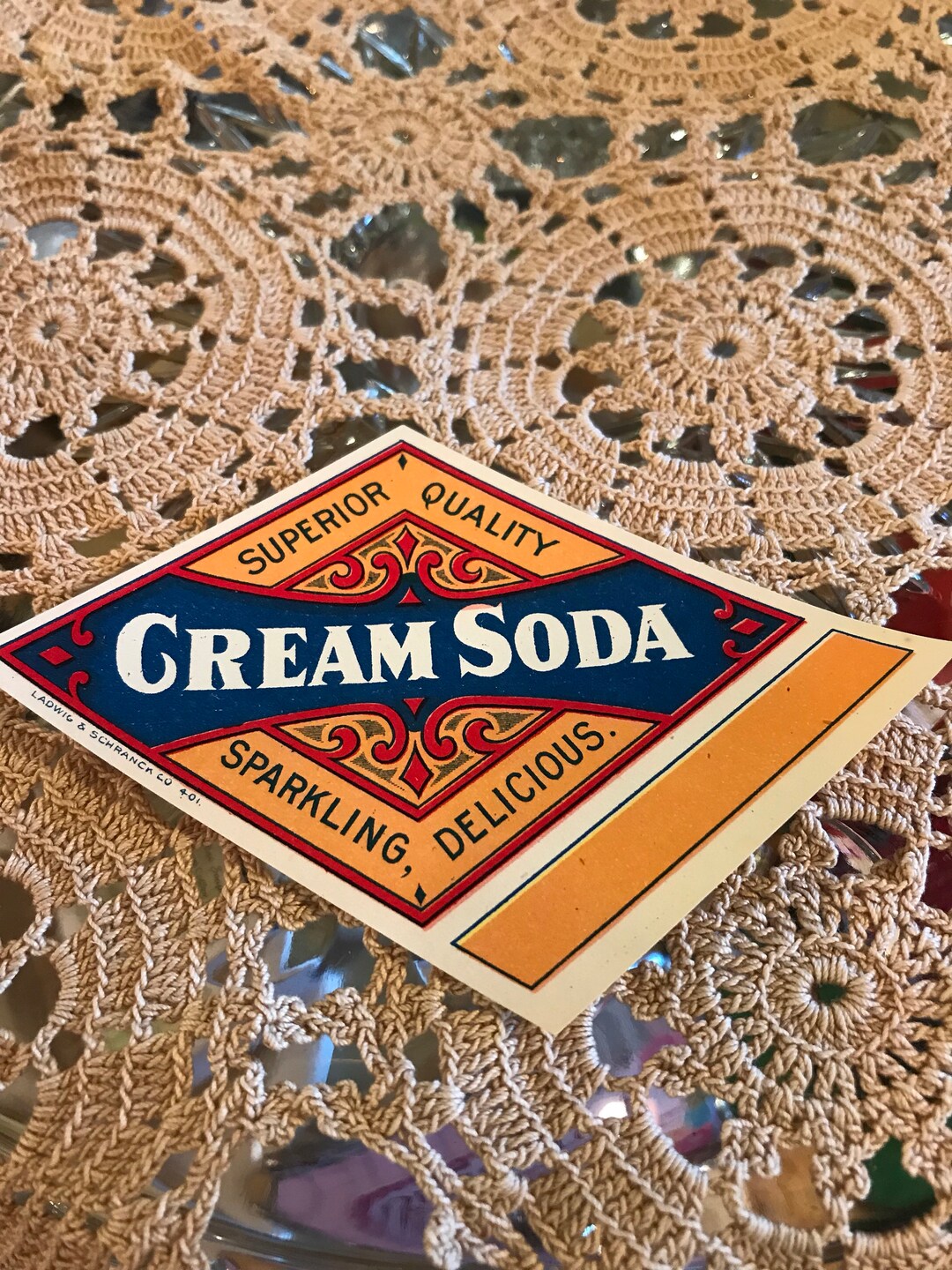 Vintage Cream Soda Label Old New Stock Pop Labels Ladwig & Schranck ...