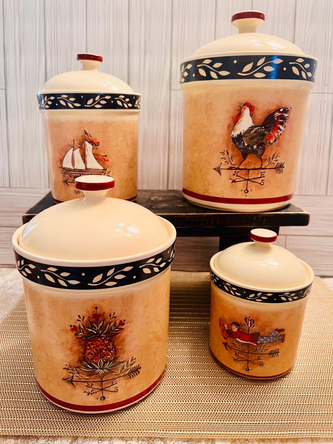 Susan Winget Canister Set Weatherwanes Farmhouse Kitchen Storage Decor ...