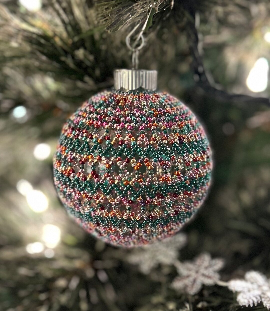 Hand Beaded Glass Ornament - Etsy