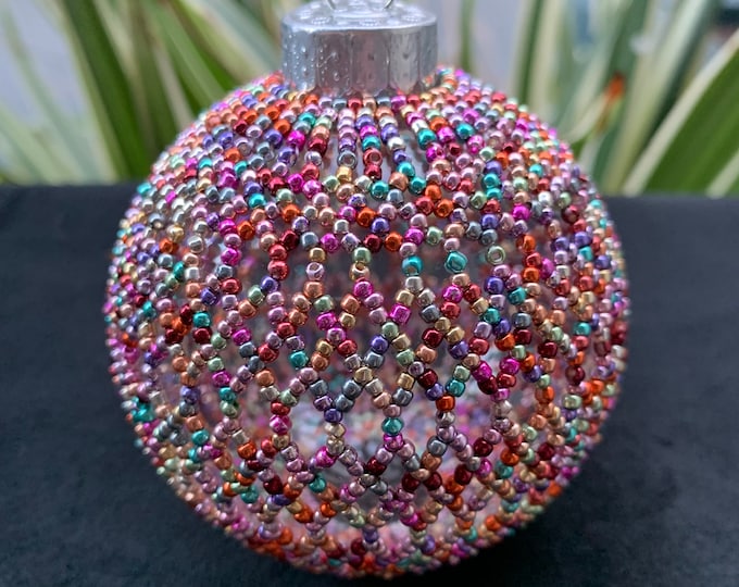 Hand Beaded Glass Ornament - Etsy