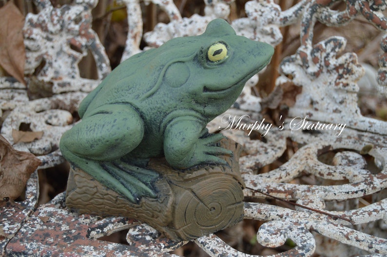 Frog Toad on Log Solid Concrete Hand Painted Statue - Etsy