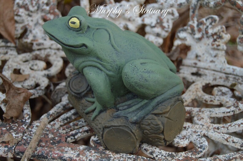 Frog Toad on Log Solid Concrete Hand Painted Statue | Etsy