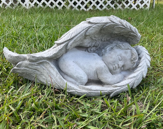 Concrete Baby Angel Statue Stone Angel Memorial Cement Angel Sculpture ...