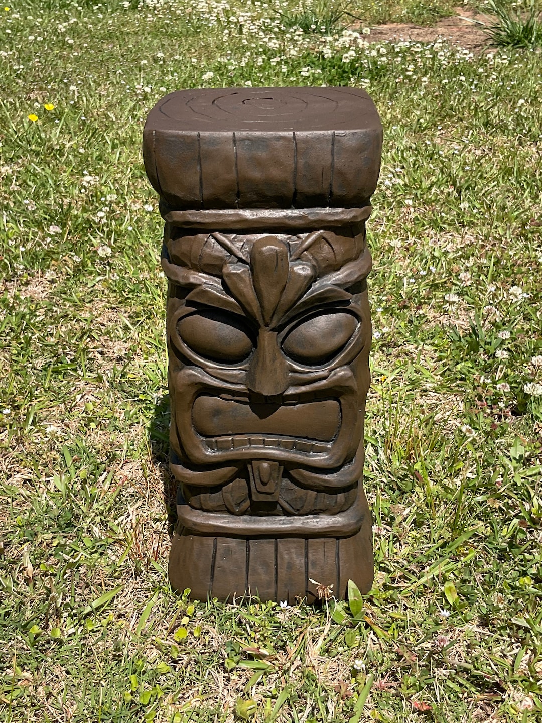Tiki Totem Solid Concrete Hand Painted - Etsy