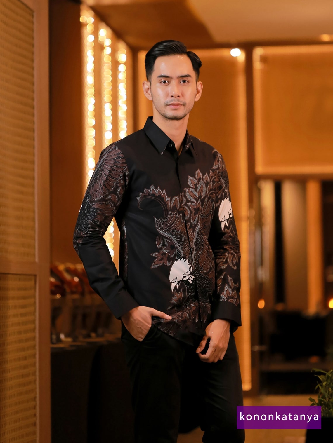Indonesian Elegance Arya Premium Long-sleeve Batik Shirt by Lakhsana ...