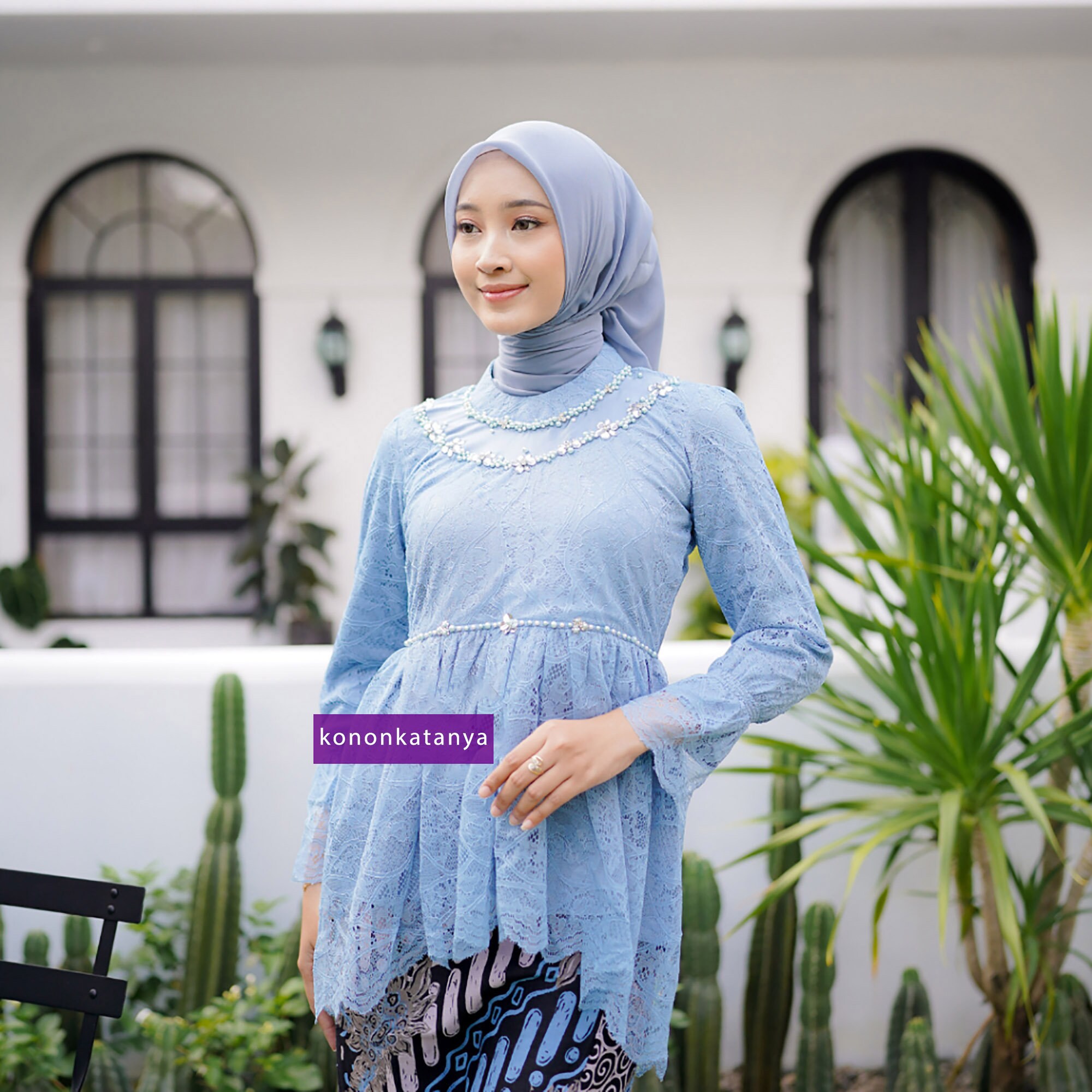 Selvia's Premium Ice Blue Batik Kebaya Exquisite Elegance, Kebaya Batik ...