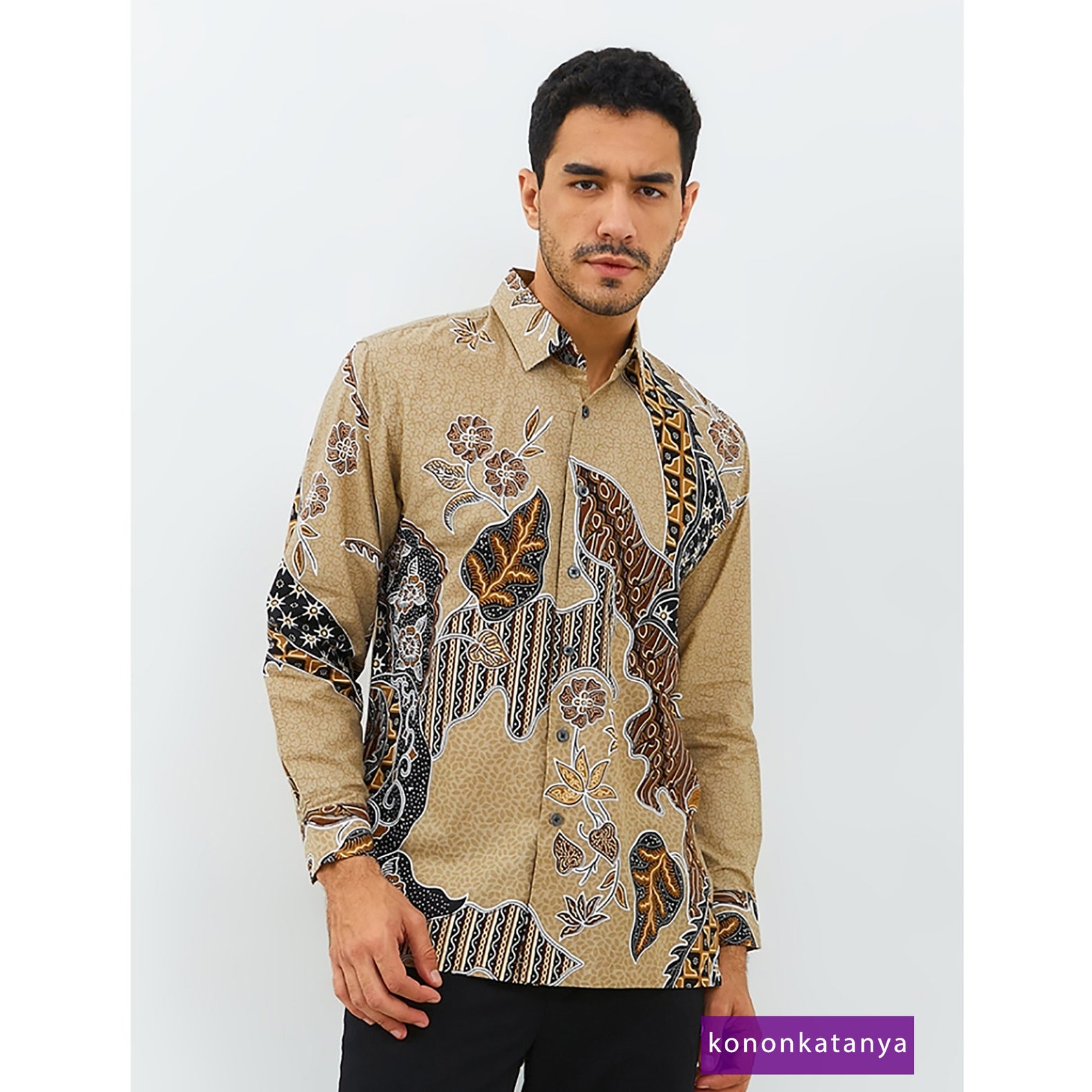 Parabawa Odza Elegance Modern Regular Fit Men's Long Sleeve Batik Shirt ...
