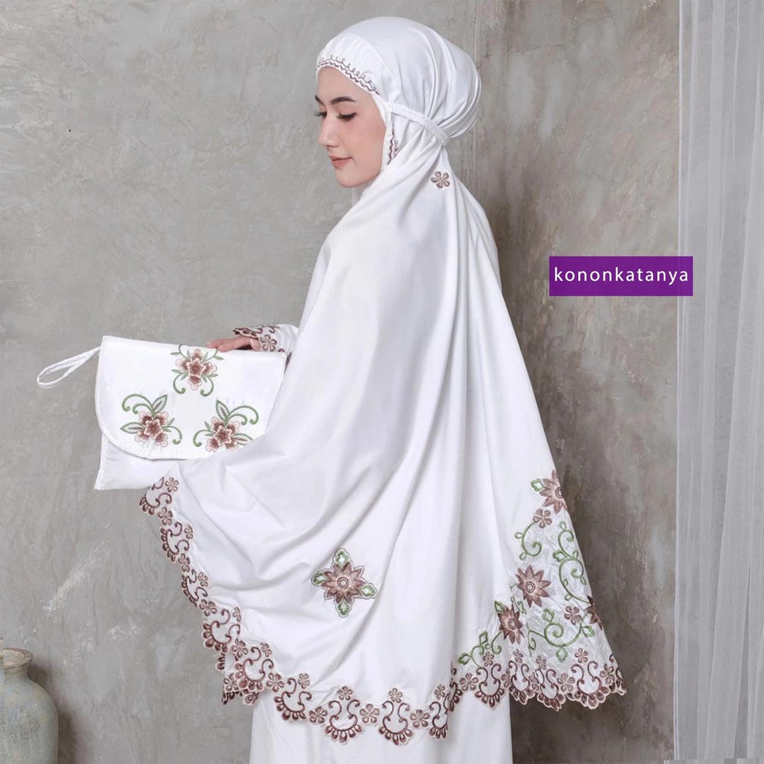 Rose Elegance: Embroidered Lace Mukena for Graceful Moments, Women ...