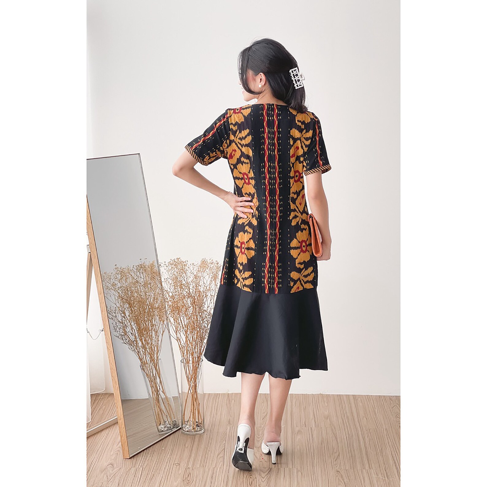 Black Khakinata Floral Weave Dress Timeless Elegance in Every Petal ...