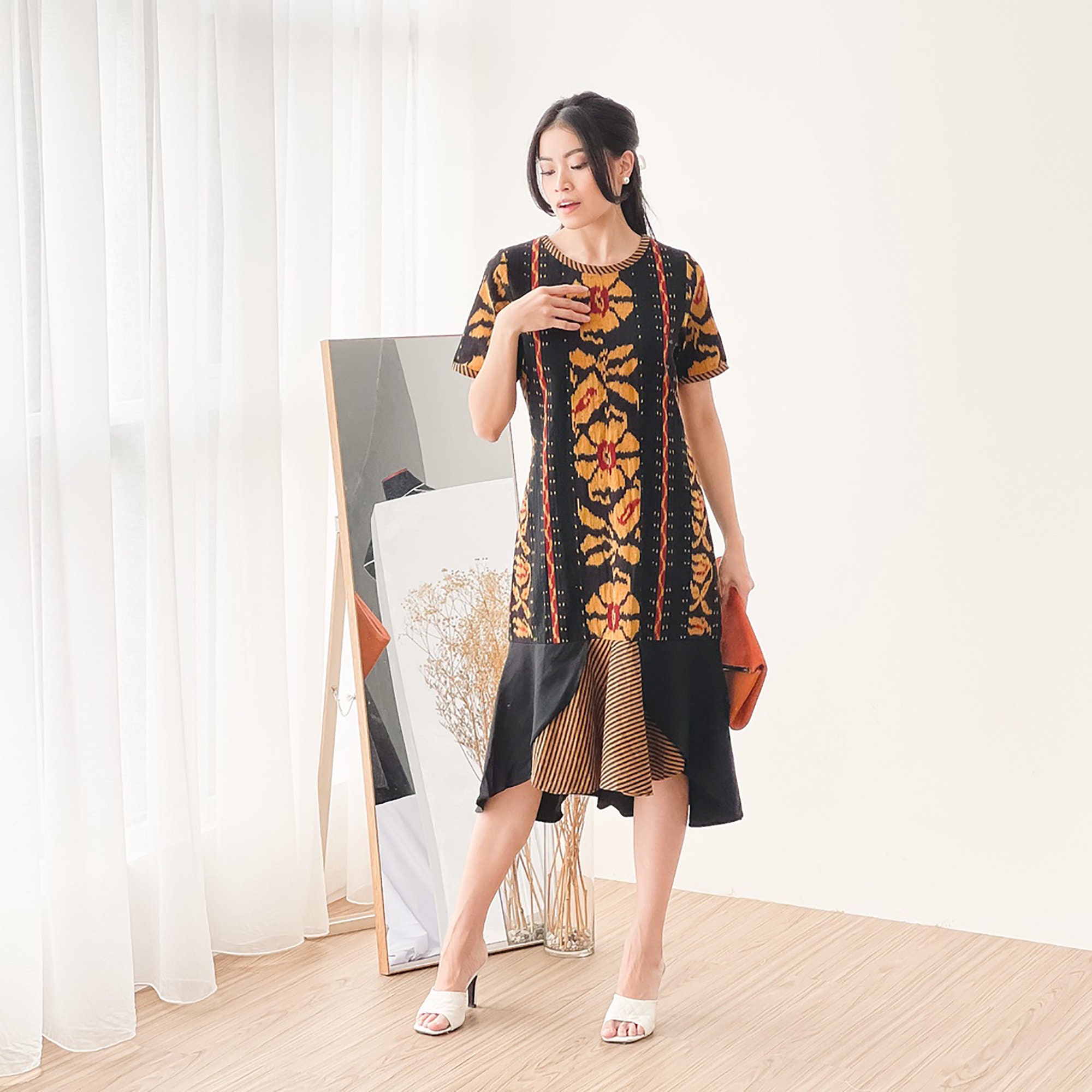 Black Khakinata Floral Weave Dress Timeless Elegance in Every Petal ...