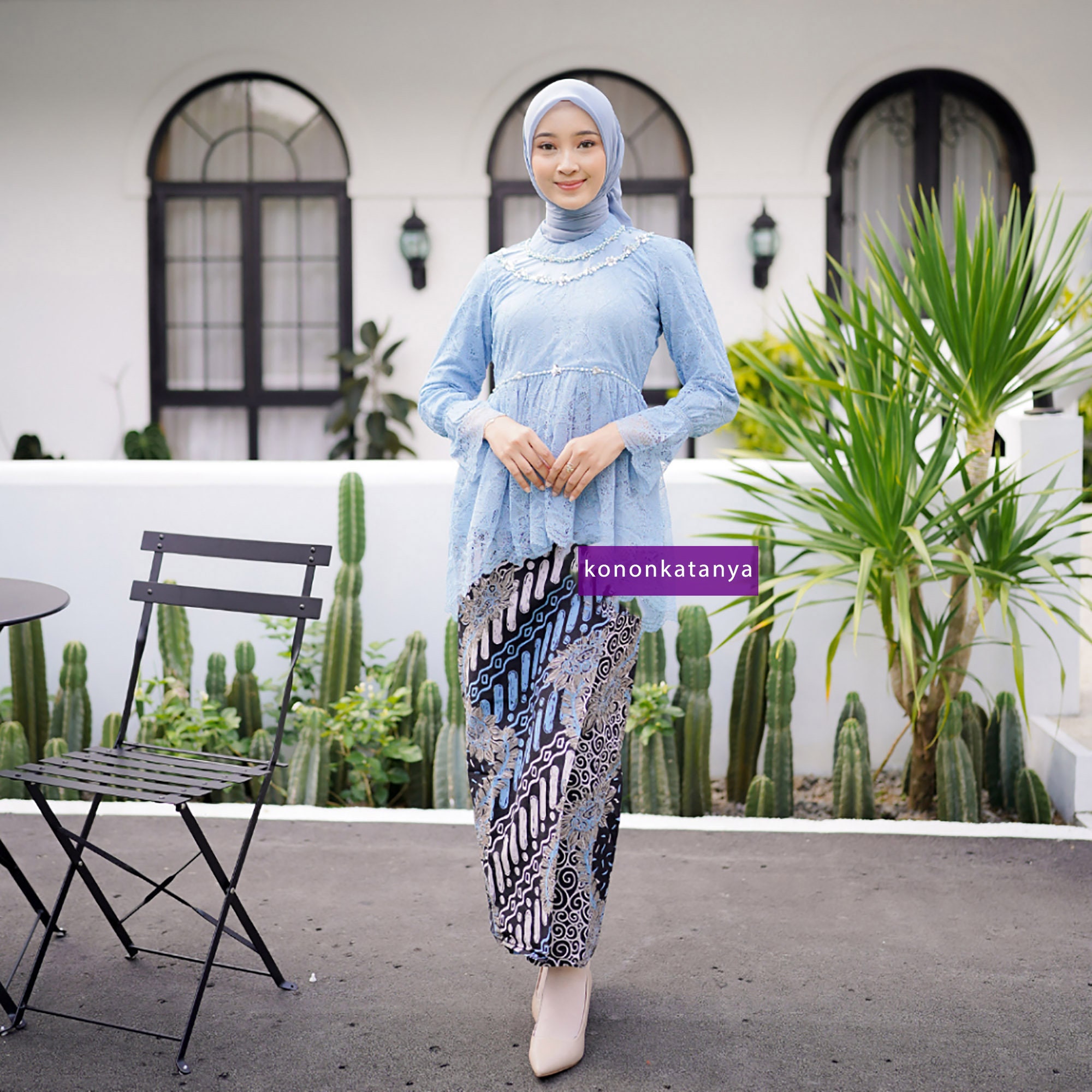 Selvia's Premium Ice Blue Batik Kebaya Exquisite Elegance, Kebaya Batik ...