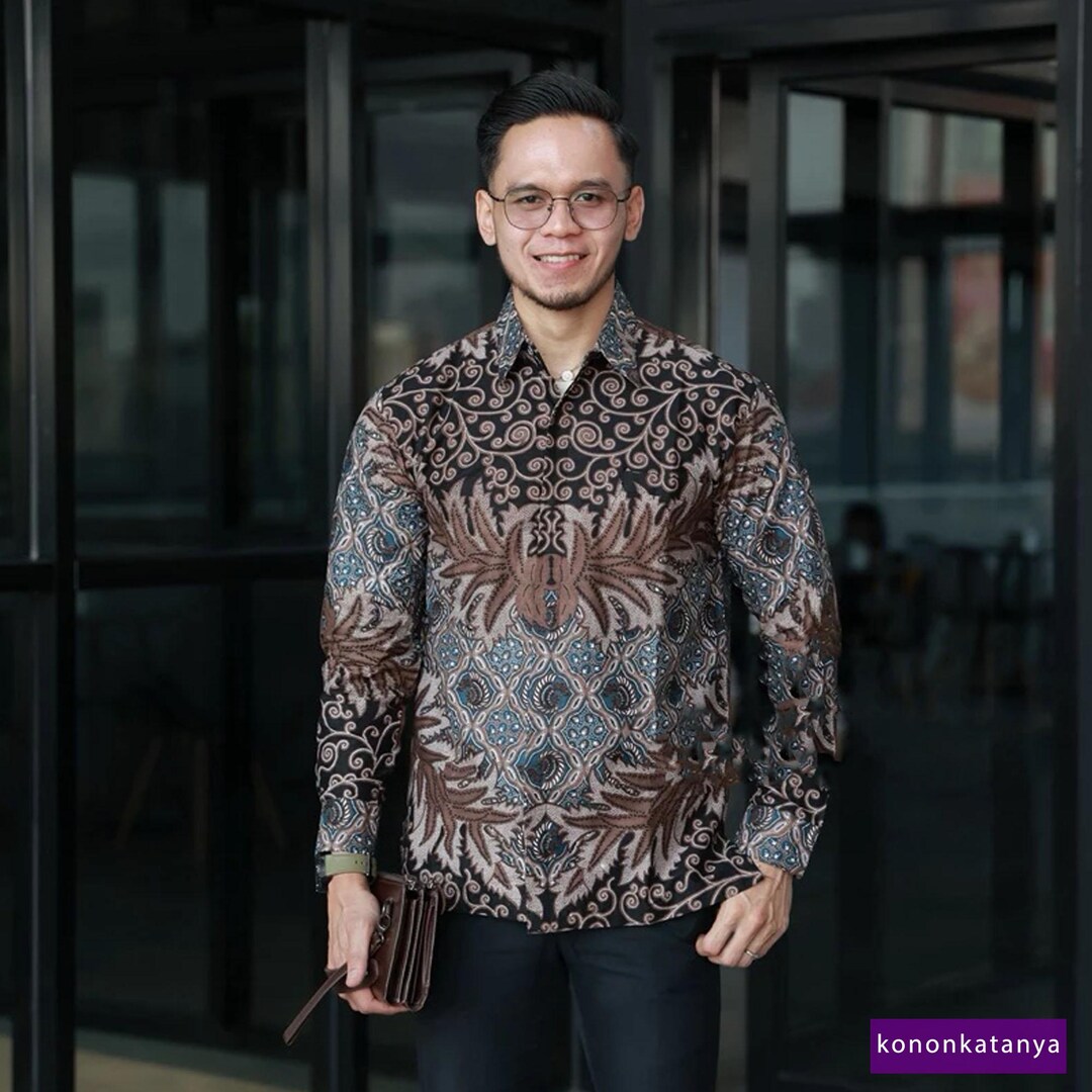 Mukti Traditional Batik Shirt Long Sleeve for Men, Men Batik, Batik ...