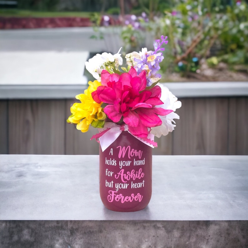 Beautiful Mothers Day Gift Single Mason Jar With Artificial - Etsy