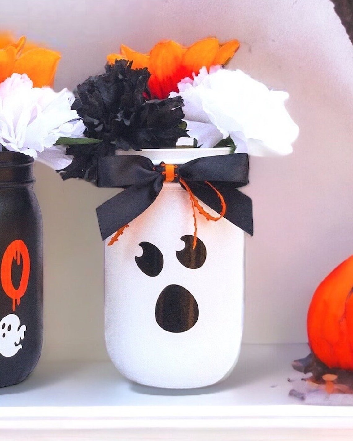 Halloween Decoration Ghost Mason Jars Set of 3 Home Office Decor - Etsy