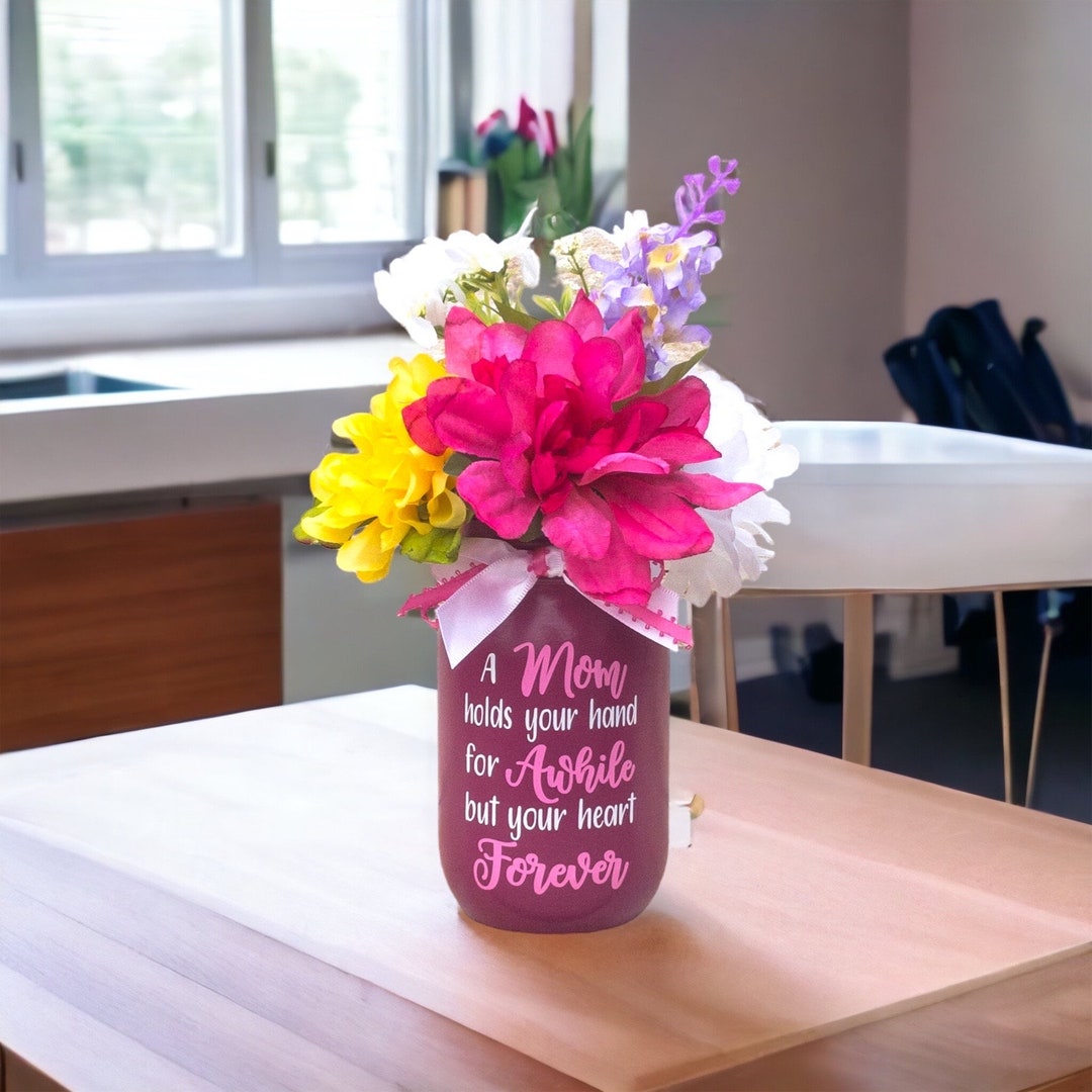 Beautiful Mothers Day Gift Single Mason Jar With Artificial Flowers ...
