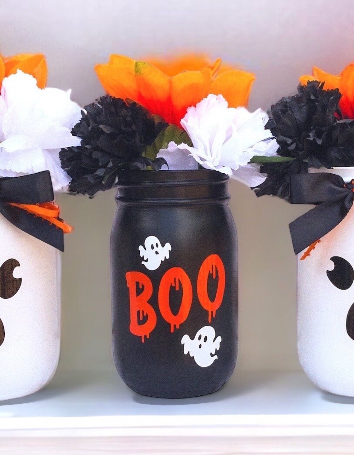 Halloween Decoration Ghost Mason Jars Set of 3 Home Office Decor - Etsy
