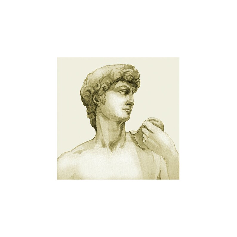 Michelangelo David Sculpture Watercolor and Ink Drawing - Etsy