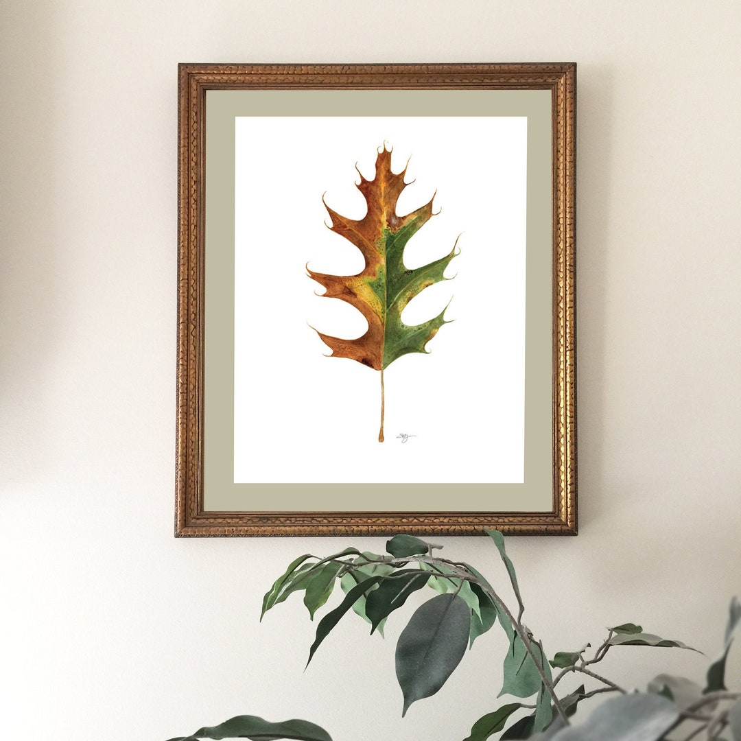 Oak Leaf Print, Nature Watercolor, Fall Decorating, Gift for Nature ...