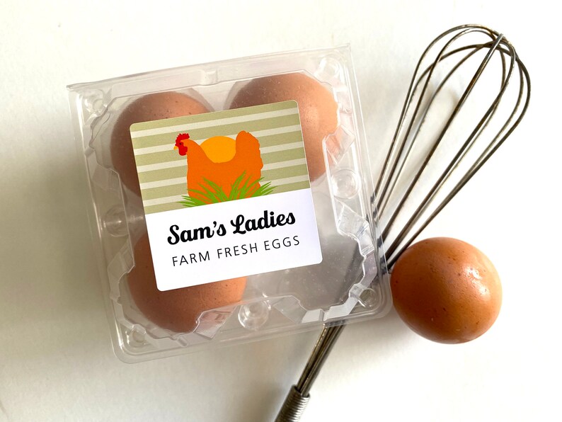 2 Square Small Chicken Egg Stickers for 4-egg Cartons | Etsy