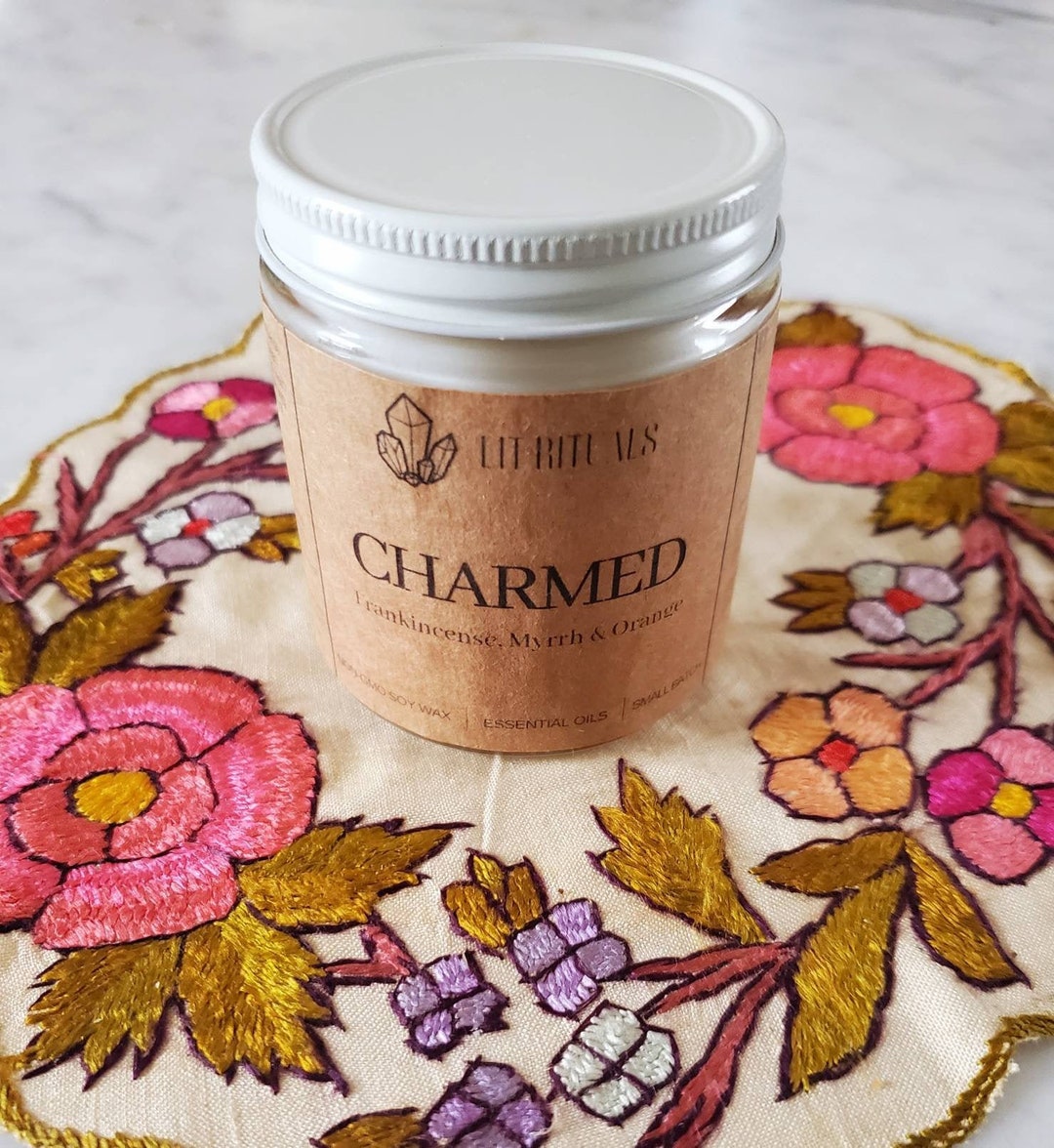 Lit Rituals Charmed Candle, Orange and Myrrh Scented Candle, Small ...