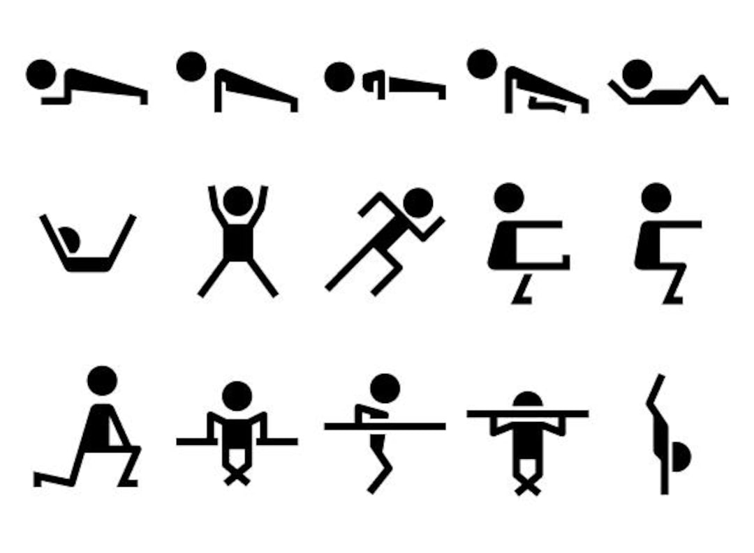Calisthenics Icon Pack: 15 Workout Illustrations (SVG & PNG) - Etsy