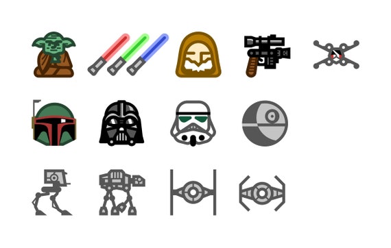 Star Wars Icon Pack 28 Icons Yoda Obi Wan Kenobi Boba | Etsy