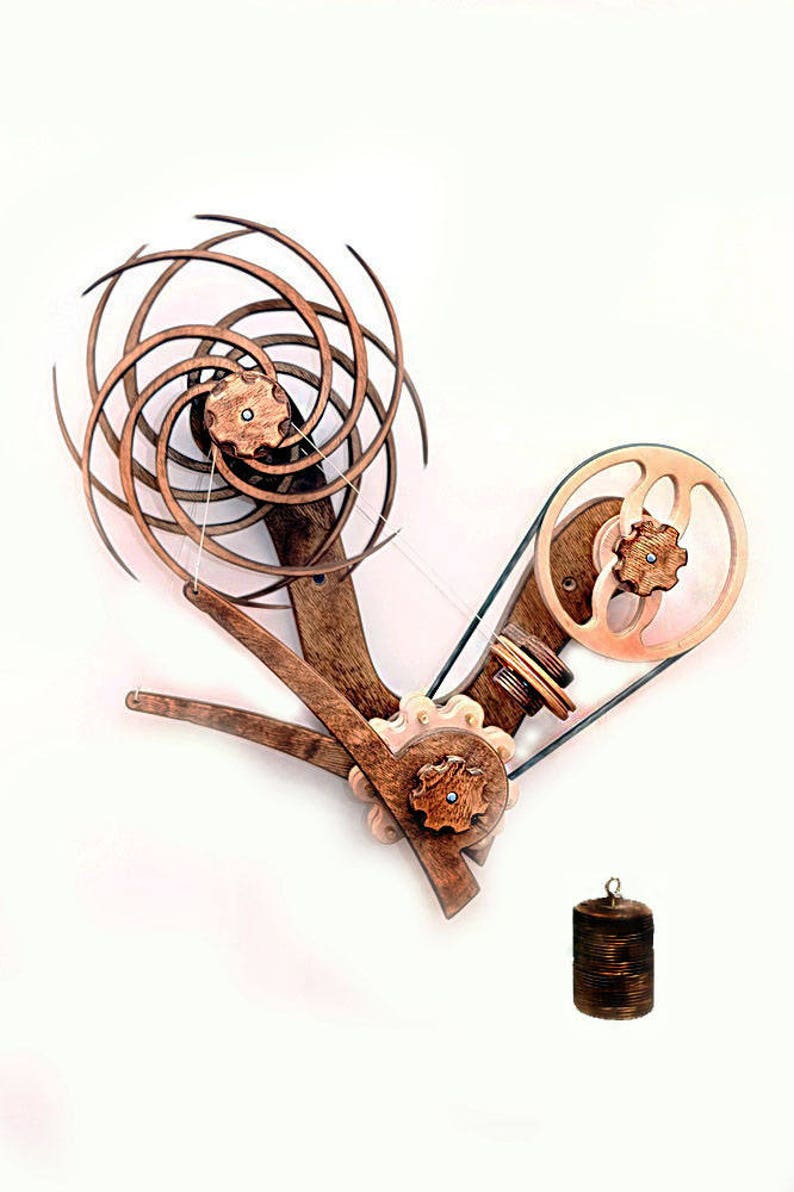 Minimalist Wooden Kinetic Wall Clock: Gravity-powered Sculpture for ...